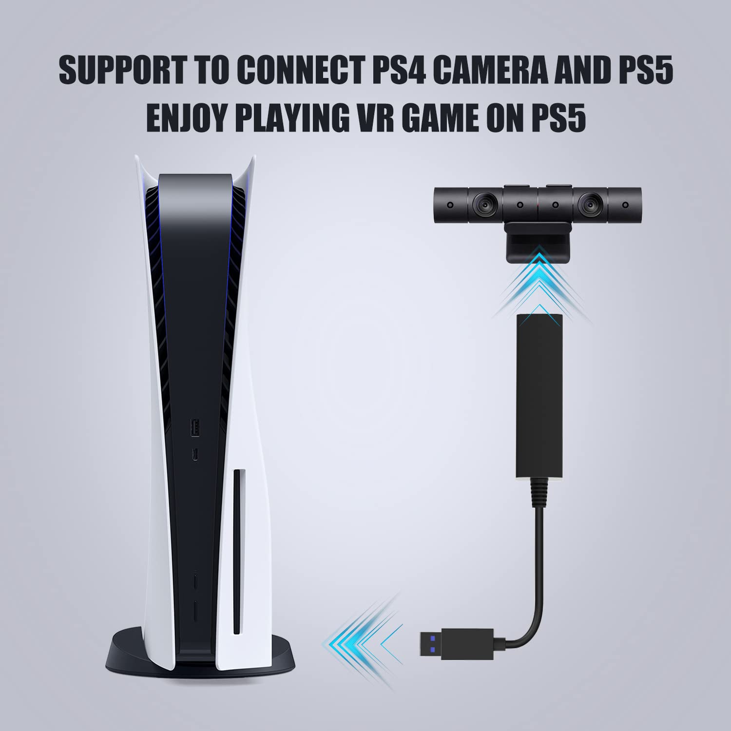 IQIKU PS5 VR Adapter, PS4 VR Camera Adapter for PS5