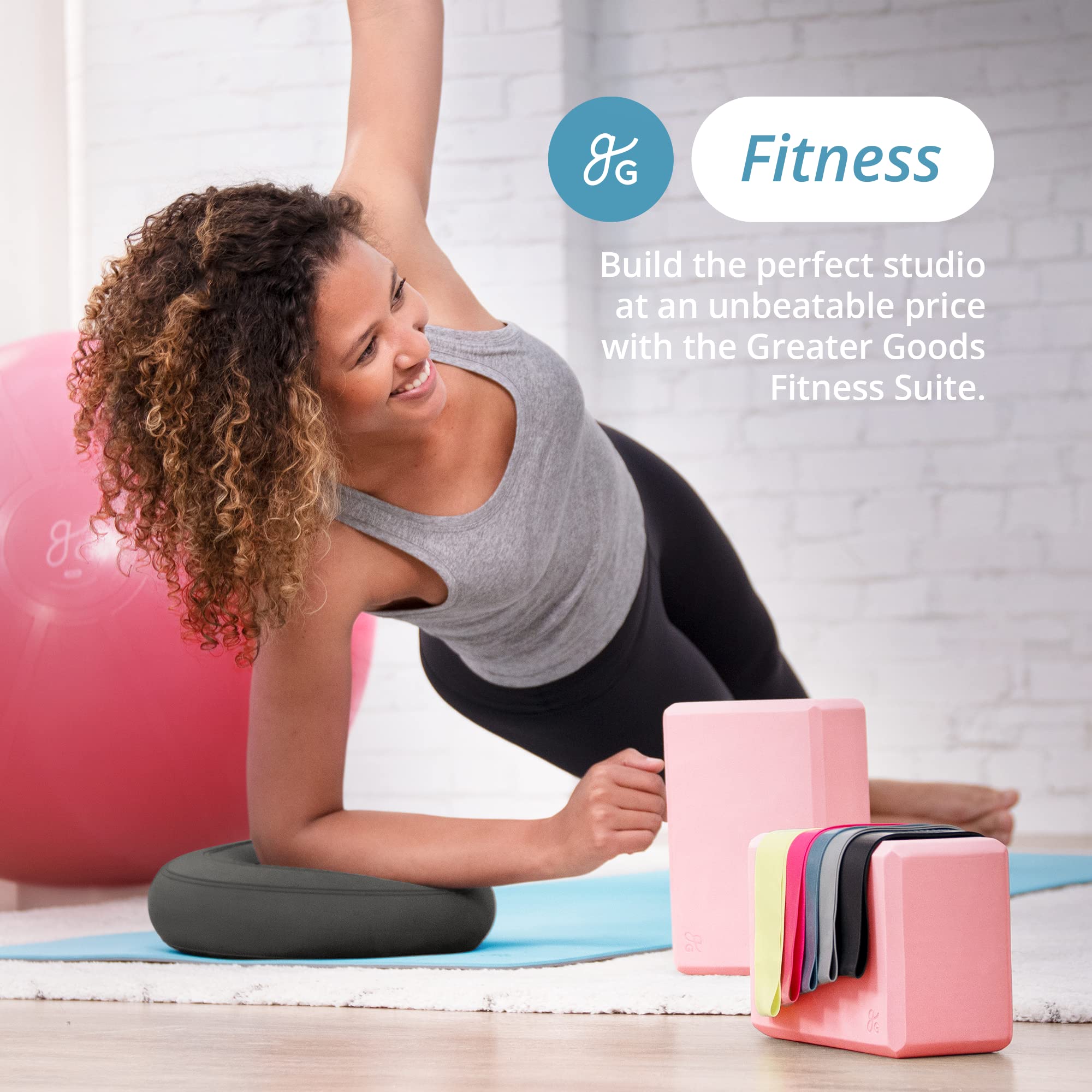Greater Goods Professional Yoga Mat - Exercise Mat for Fitness, Balance, and Stability, Carrying Strap Included, Pebble Gray