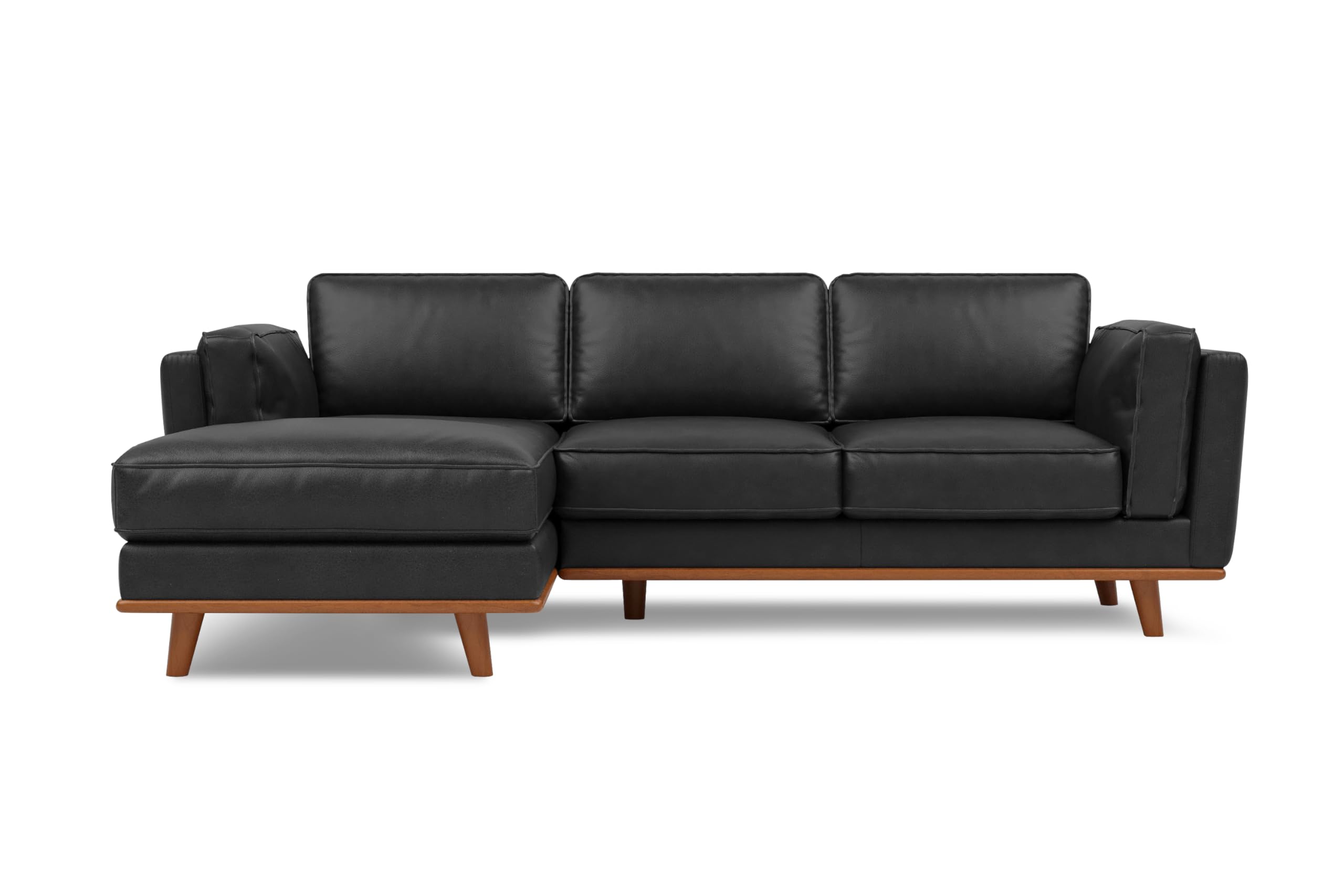 Valencia Artisan Full Leather Sofa - Pure Full Italian Nappa Leather Couch, Solid Wood Accent, Ultimate Comfort (Cognac, Right Chaise Sectional)
