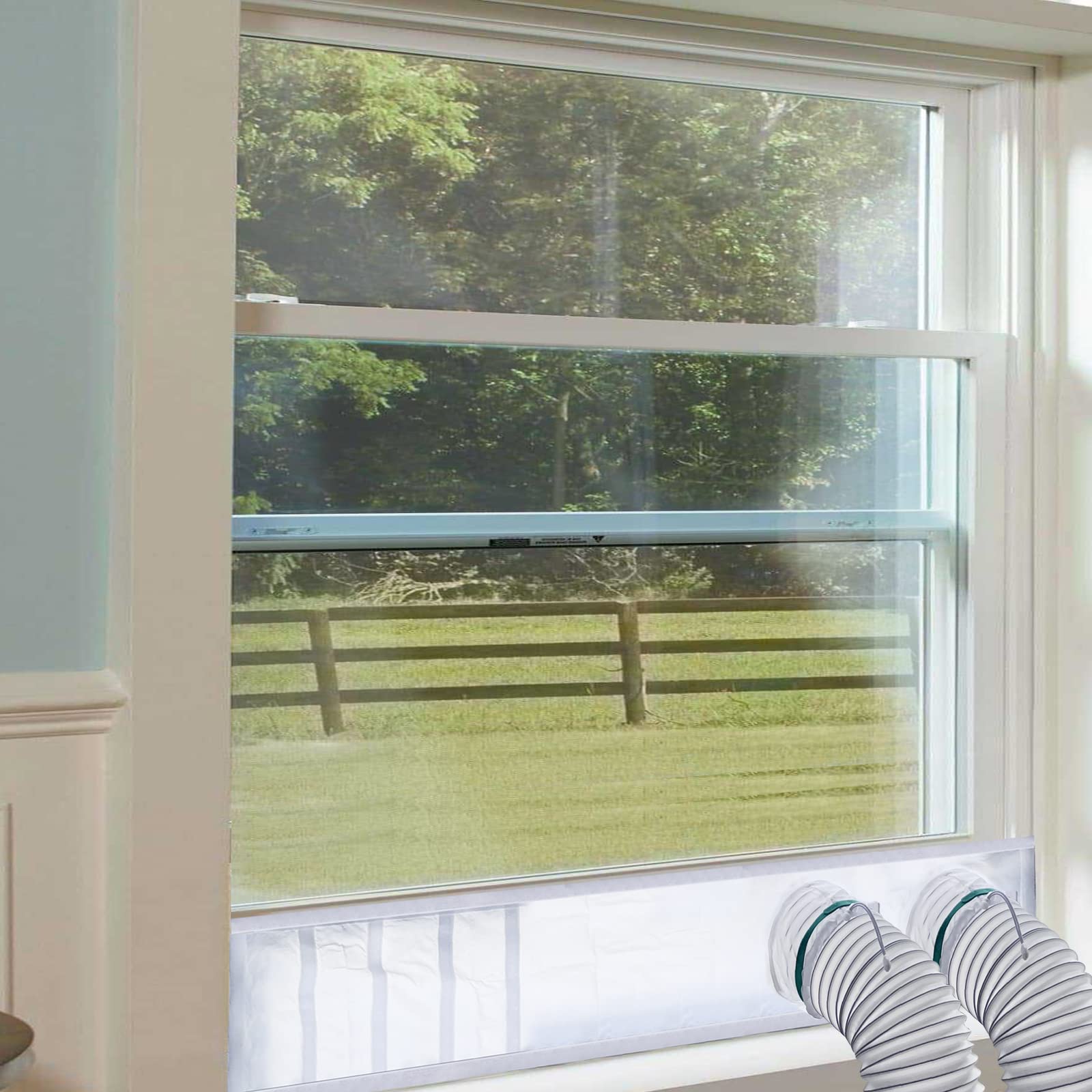 Federedevo Window Seal for Portable Dual-hose Air Conditioners, 25 * 102~162cm 100% Sealing Effect AC Window Seal Vent Kit