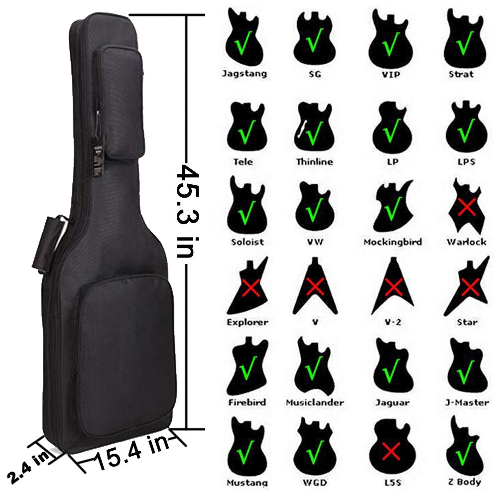 GLEAM Electric Guitar Bag - 0.35 Inch Sponge Padding Case Gig Bag Waterproof