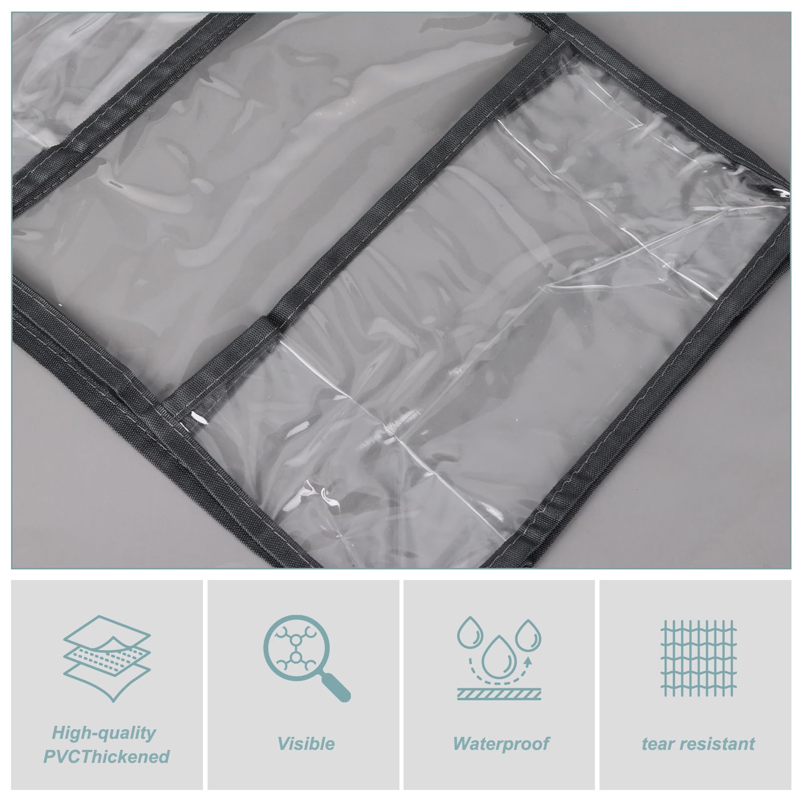 Fixwal 6-Shelf Over The Door Hanging Pantry Organizer Hanging Storage with Clear Plastic Pockets Behind The Door Storage Organizer with 3 Small PVC Pockets for Closet Bedroom Bathroom (Grey)