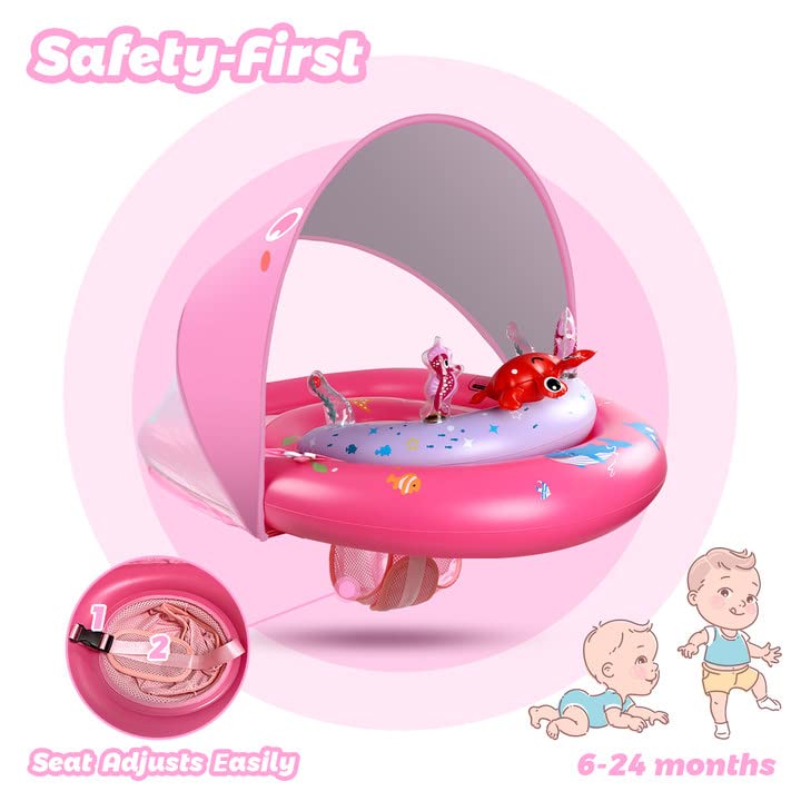LAYCOL Baby Pool Float with UPF50+ Sun Protection Canopy & Toy Play Console,Infant Baby Floats for Pool,Toddler Pool Float for 3-36 Months