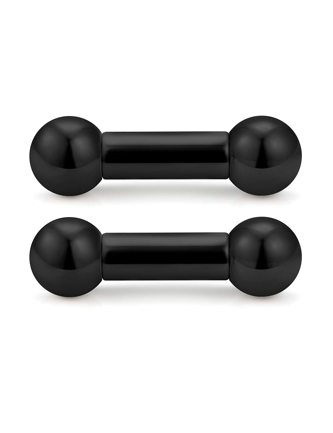Ftovosyo PA Rings Internally Threaded Straight Barbell Nipple Ring 2G Earrings Gauges Ear Ring Tongue Rings 316L Surgical Steel Body Piercing Jewelry for Women Men 1Pair Black 16mm