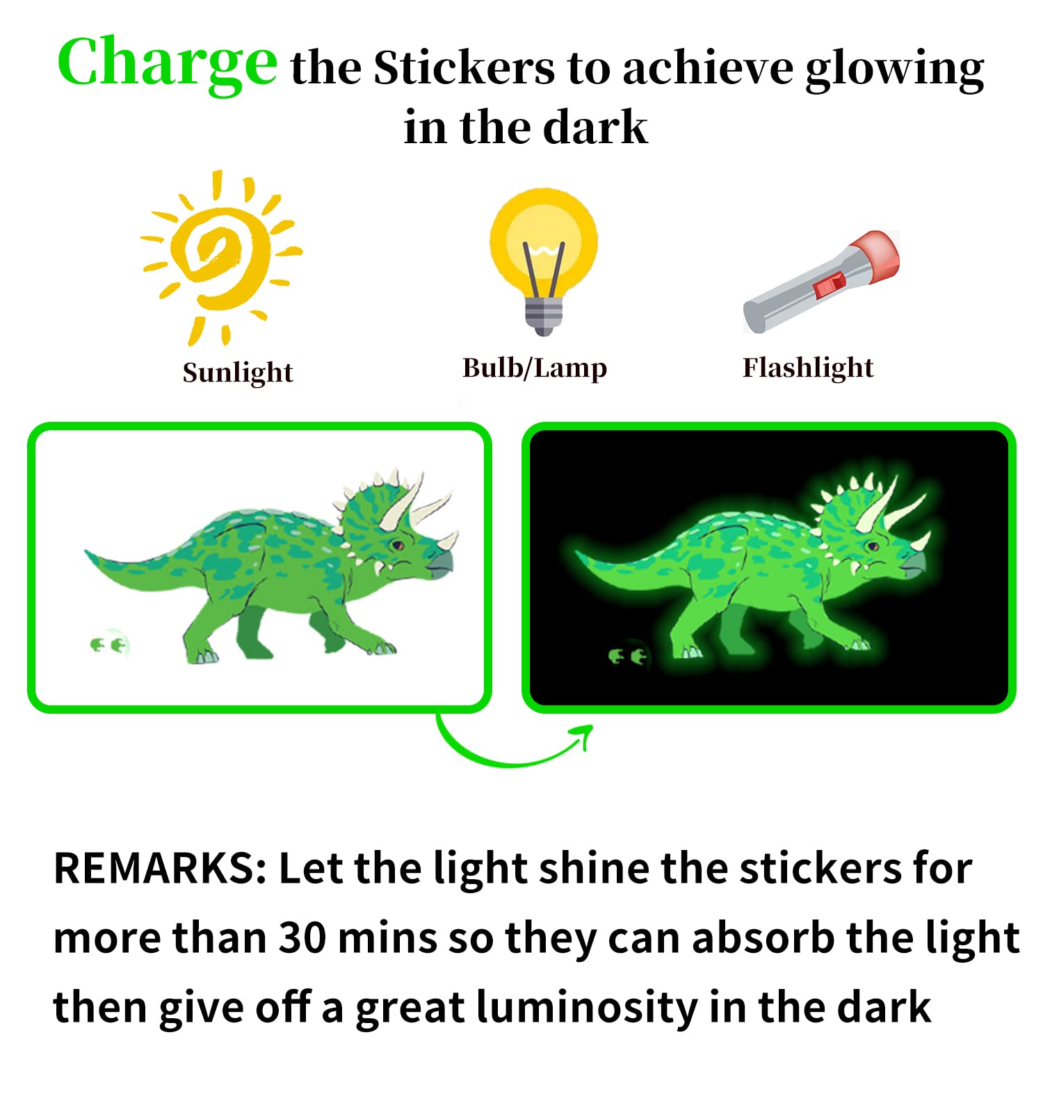 Glow in The Dark Dinosaur Wall Decals - 652Pcs Dinosaur Wall Stickers for Boys Room,Kids Wall Decor Stars for Baby Nursery Boys Bedroom Ceiling (Green Dinosaur)