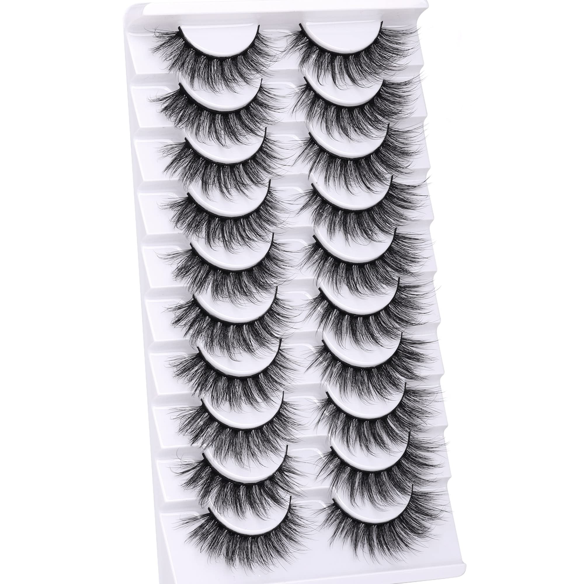 Mink Lashes Fluffy Cat Eye False Eyelashes Natural Look Wispy Lashes 3D Faux Mink Lashes Pack 10 Pairs Fake Eye Lashes Strip by Ruairie