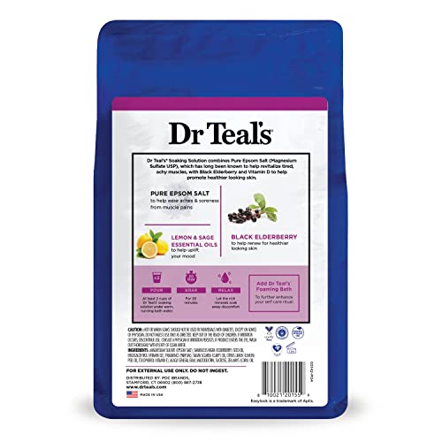 Dr Teal's Salt Soak with Pure Epsom Salt, Elderberry, 3 lbs