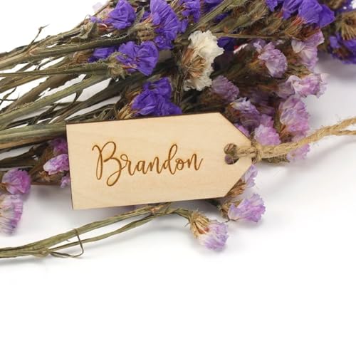 PGORSDOR Personalized Wooden Tags,Custom Engraved Name Tag,Wood Gift Tag,Custom Wood Tag, Personalized Name Tags, Christmas Tags (50Pcs)