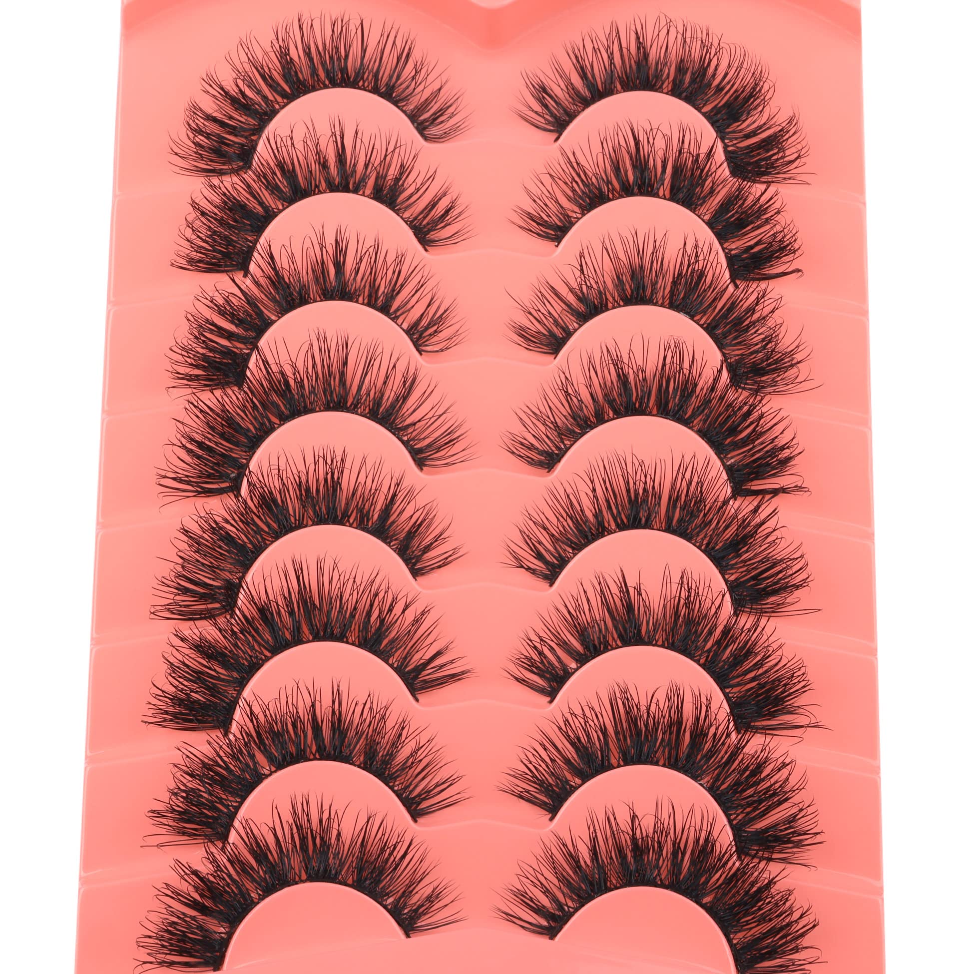 Mink Lashes Natural Look False Eyelashes Cat Eye Lashes Flat Wispy Lash 3D Strips Lashes 8 Pairs Fake Eyelashes Extension by Winifred