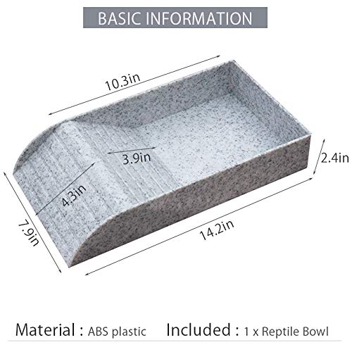 WINGOFFLY Large Reptile Feeding Dish with Ramp and Basking Platform Plastic Turtle Food and Water Bowl Also Fit for Bath Aquarium Habitat for Lizards Amphibians