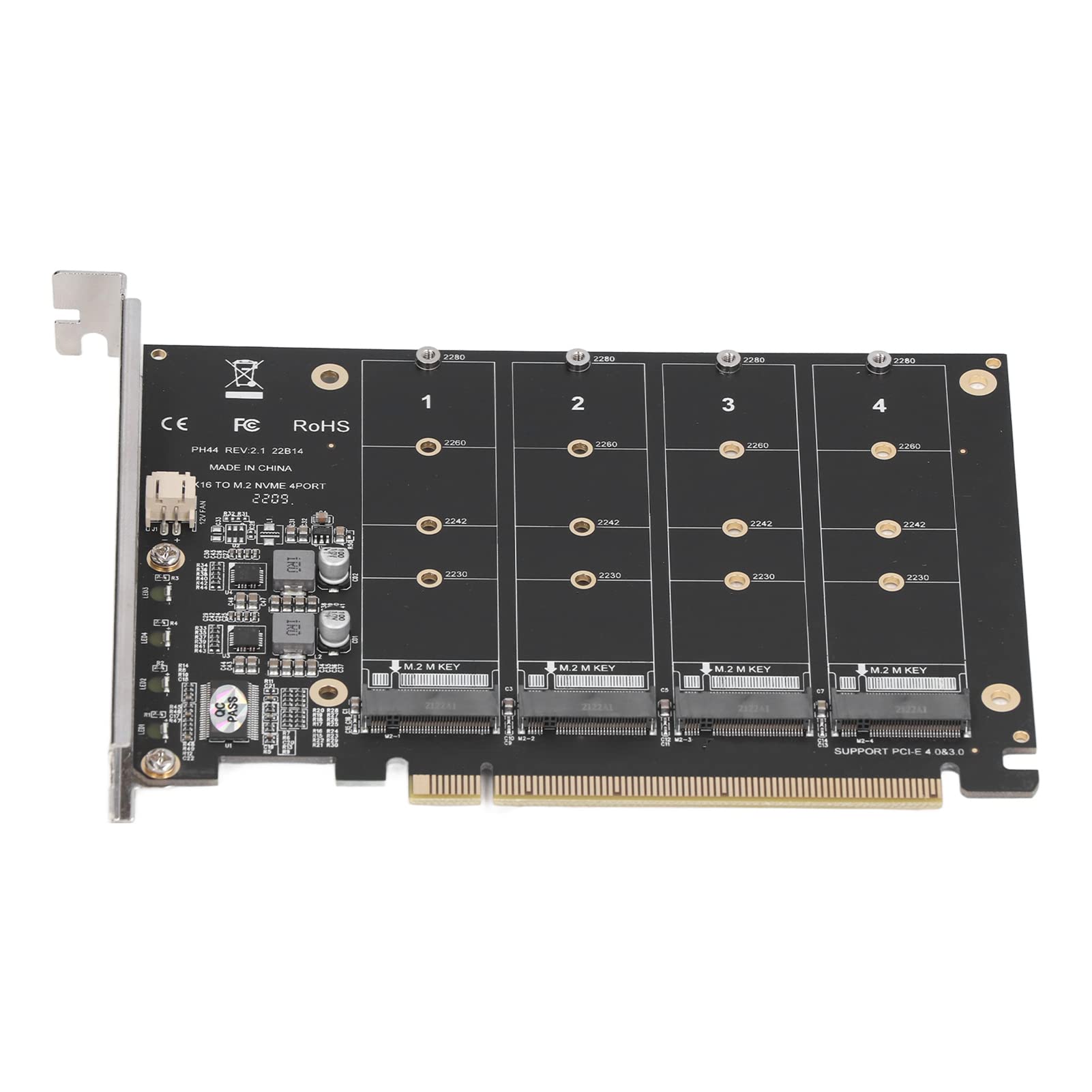 LBEC M.2 NVME SSD to PCIE X16 Adapter, Stable Operation PCIE X16 4 Port PCIE X16 Expansion Card Rugged Construction with Nuts for Computers