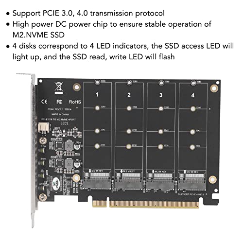 LBEC PCIE X16 Expansion Card, M.2 NVME SSD to PCIE X16 PCB Material DC Power Chip Adapter for Computers
