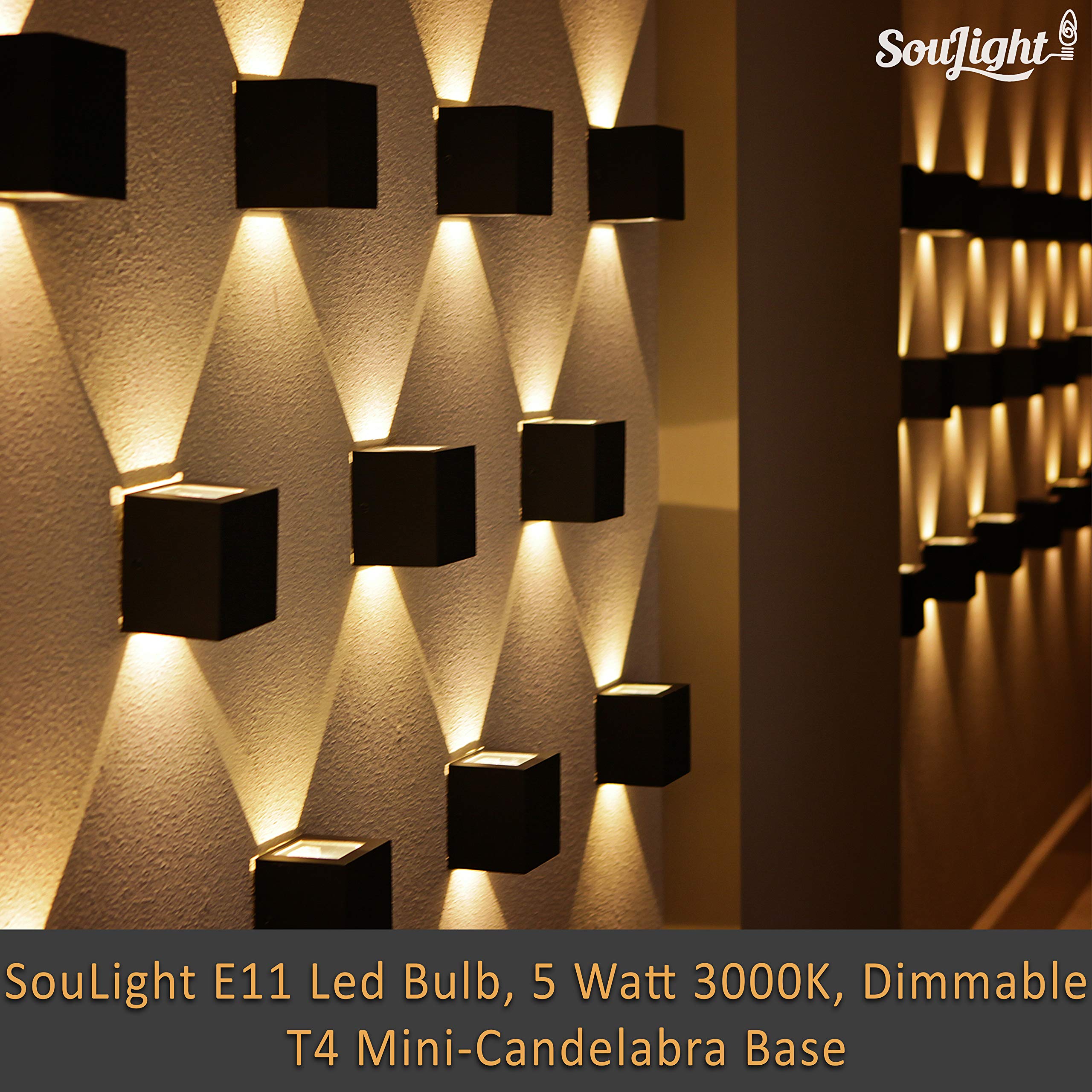 E11 LED Bulbs – 5W - 50W Halogen Replacement - Dimmable - Mini-Candelabra Base Light Bulb - Replaces T4 /T3 JDE11 - Warm White 3000K - for Ceiling Fans, Cabinet Lighting, Sconce & More- 6 Pack