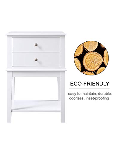 WOODEEM White Nightstand with Drawers Tall 28", Modern Large End Table Living Room, Wooden Bed Side Tables for Bedrooms