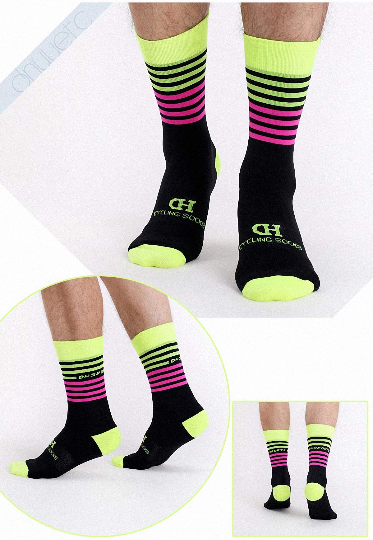GuaziV Cycling Socks for Men & Women,Colorful Compression Hiking Socks Running Socks for Travelling, Walking, Climbing