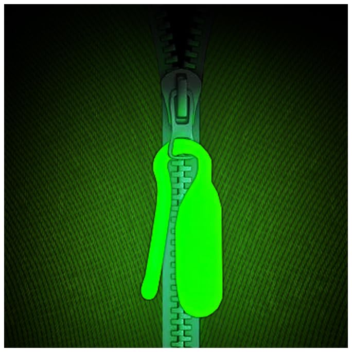 GLO-X Glow Zipper Pulls - Pack of 12 - Luminous Glow in The Dark Zip Pull Extension Tag Camping Accessories for Tent Backpacks Luggage Jackets Purses Handbags. 12+ Hours Fluorescent Glow