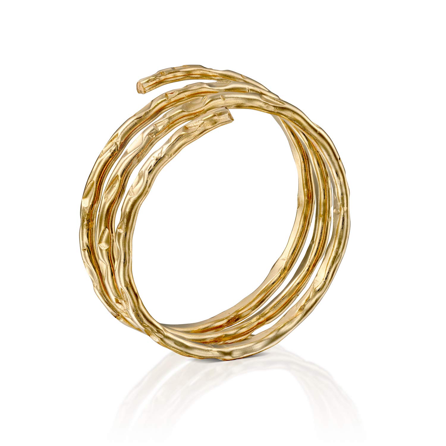 FABIN JEWELRY Handmade Adjustable Hammered 14k gold filled wire wrap coil ring (size 4-6), Thumb Ring, Pregnancy Ring, Weight Loss Wraparound Triple Band