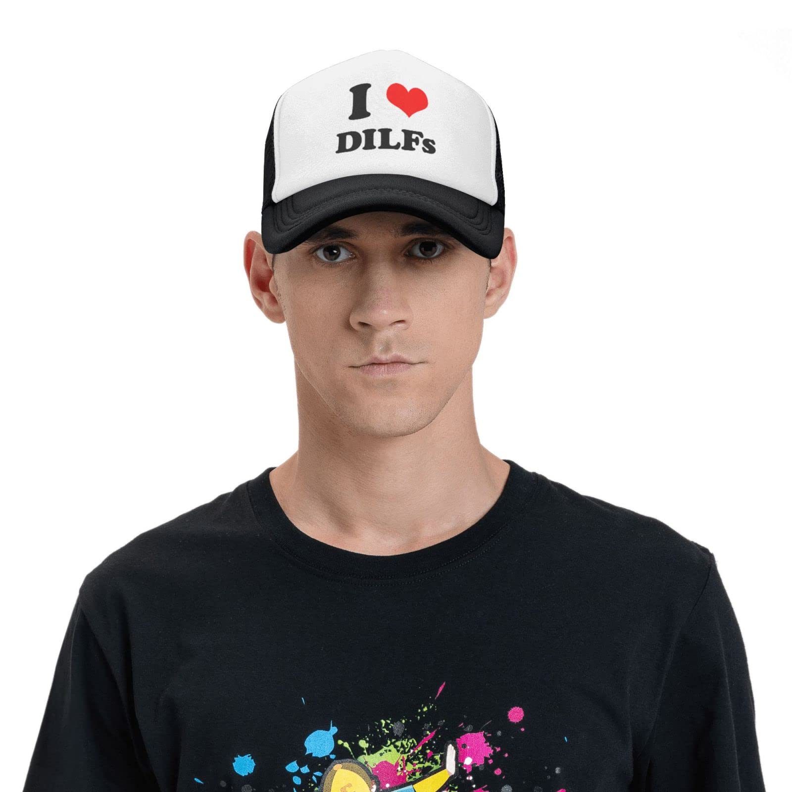 HDRAY Sun Caps Fishing Hat I Love Dilfs Women Snapback Hat Dad Hat Adjustable Dad Hat Unisex Black, One Size