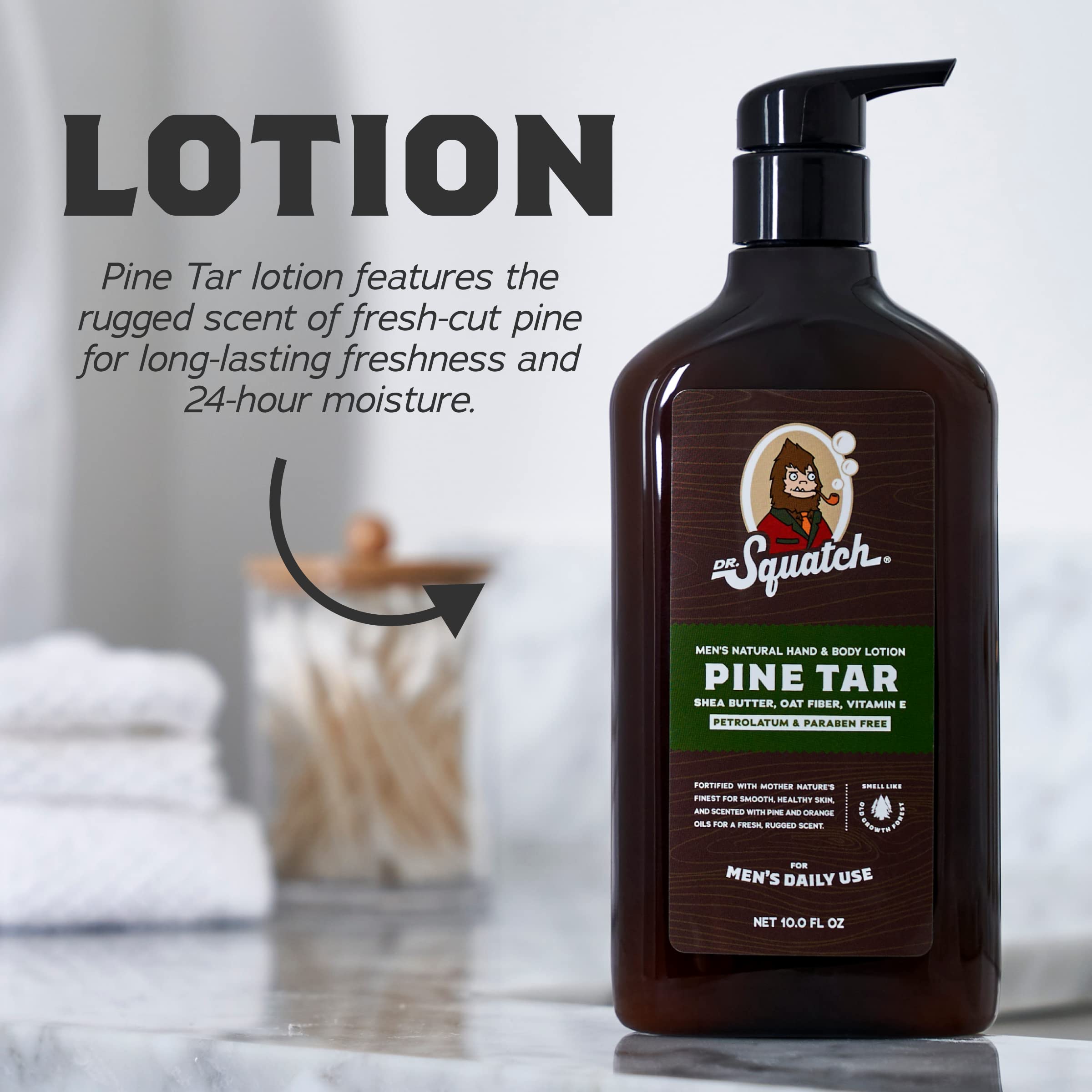 Dr. Squatch Natural Men's Lotion - Non-Greasy, 24-Hour Moisturization, Shea Butter & Coconut Oil, Pine Tar & Fresh Aloe (2 Pack)