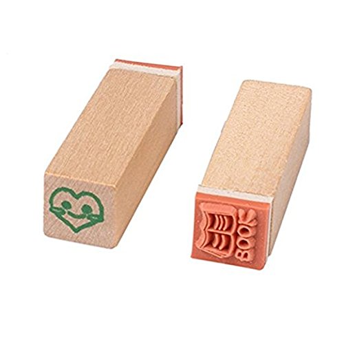 Wooden Rubber Stamps,Youkwer 25 Pcs Mini Cute DIY Diary Stamps Set with Wooden Box (Happy Life,Set of 25)