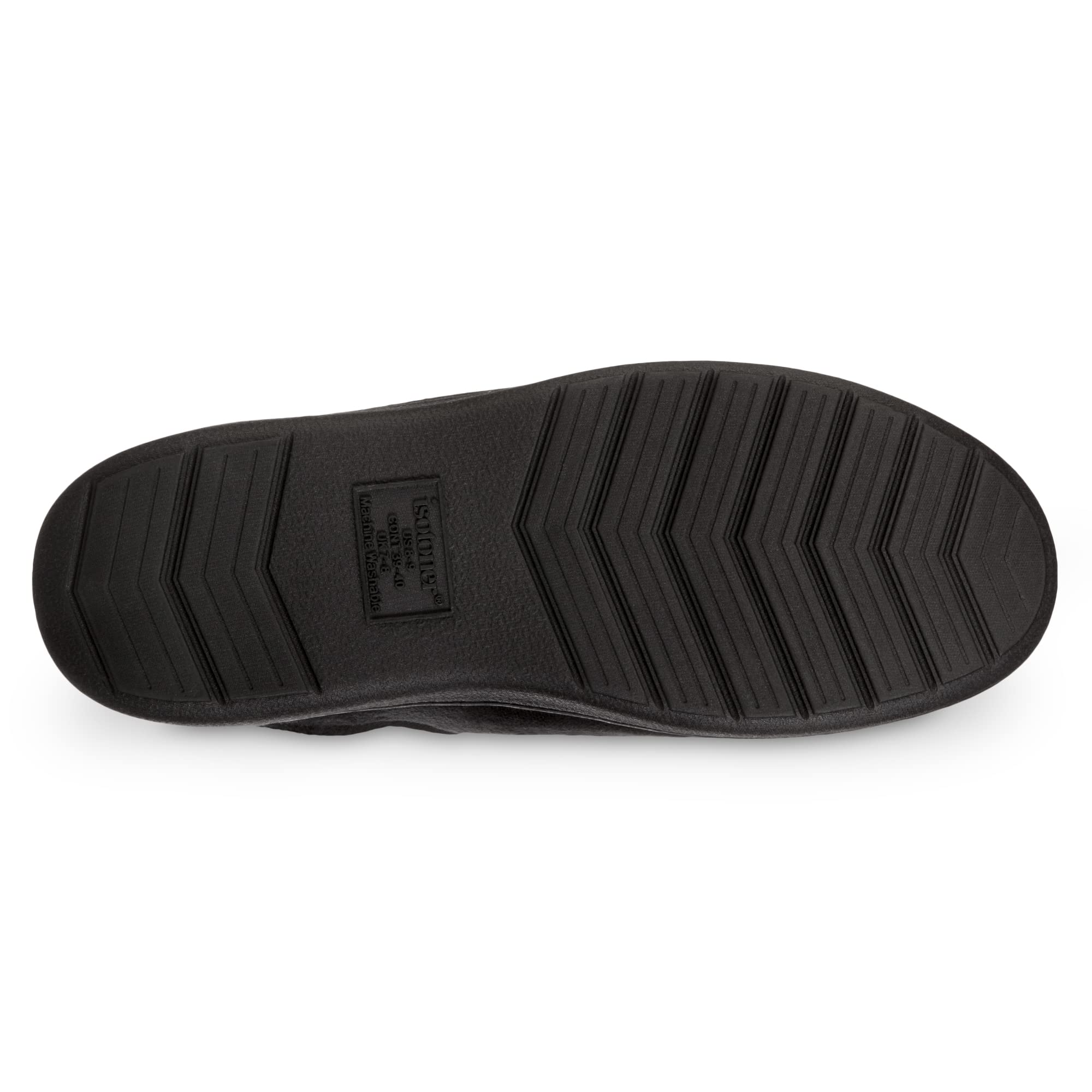 isotoner Men's, Advanced Gel Infused Memory Foam Microsuede Vincent Hoodback ECO Comfort Recycled Slippers Clog, Black, 8-9