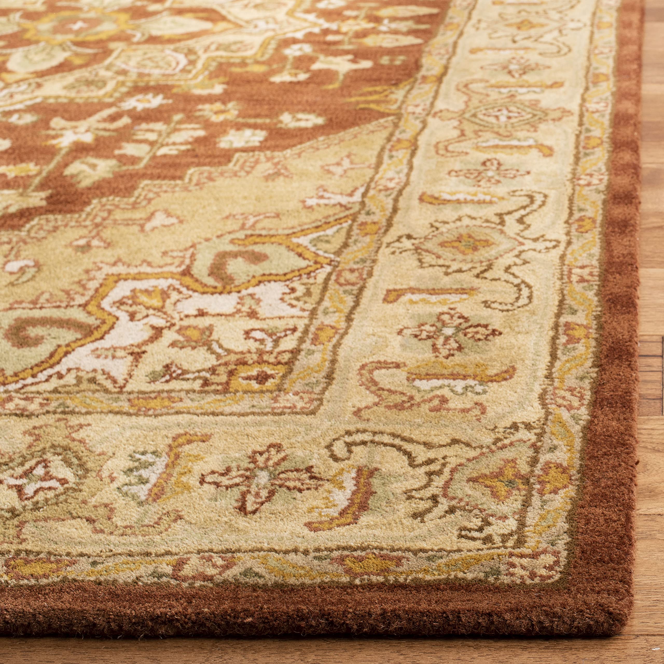 SAFAVIEH Heritage Collection 3' x 5' Rust / Gold HG345A Handmade Traditional Oriental Premium Wool Area Rug