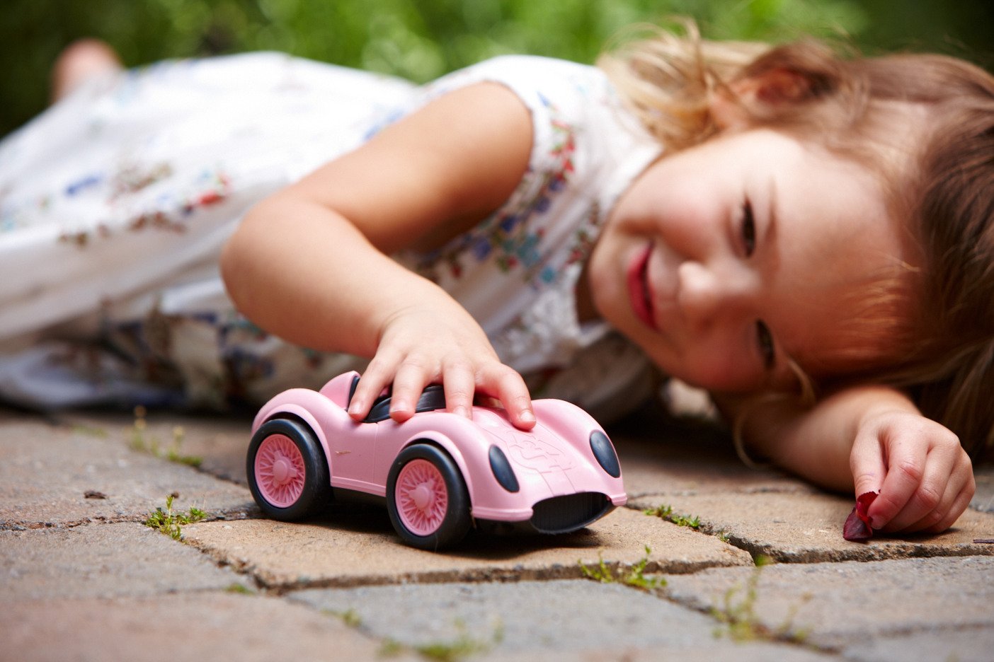Green Toys Dump Truck Pink and Race Car Pink Bundle