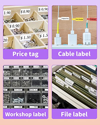 Phomemo Label Makers, D30 Portable Label Printer, Sticker Printer Ideal for School Supplies, Home&Office, Inkless Label Maker Machine with Tape, Multiple Font Styles & Templates, Purple