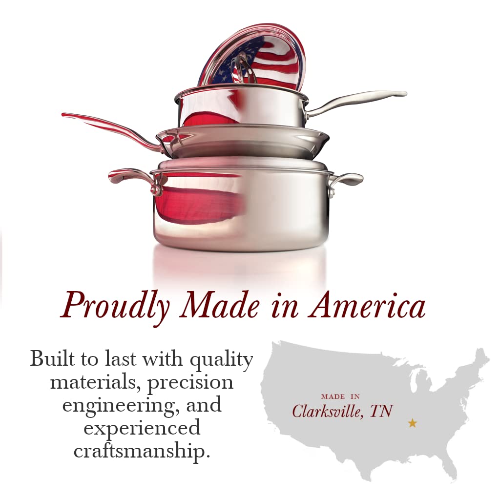 Heritage Steel 2 Quart Saucepan - Titanium Strengthened 316Ti Stainless Steel with 5-Ply Construction - Induction-Ready and Fully Clad, Made in USA