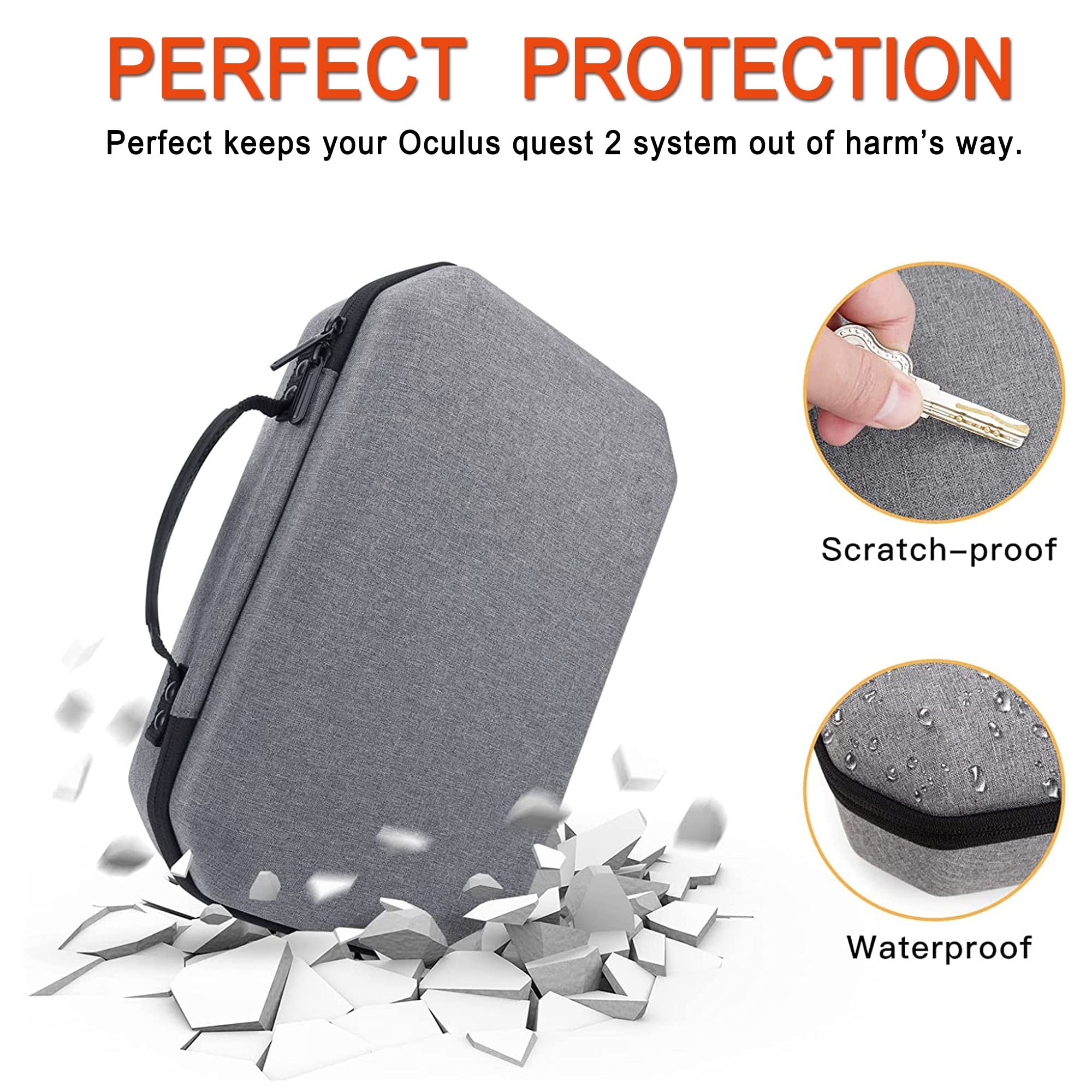 Hard Carrying Case for Oculus Quest 2 Head Elite Strap and Oculus Quest 2 All-in-one VR Headset Storage Bag Suitable fit Meta Quest 2 Accessories for Travel and Home Storage