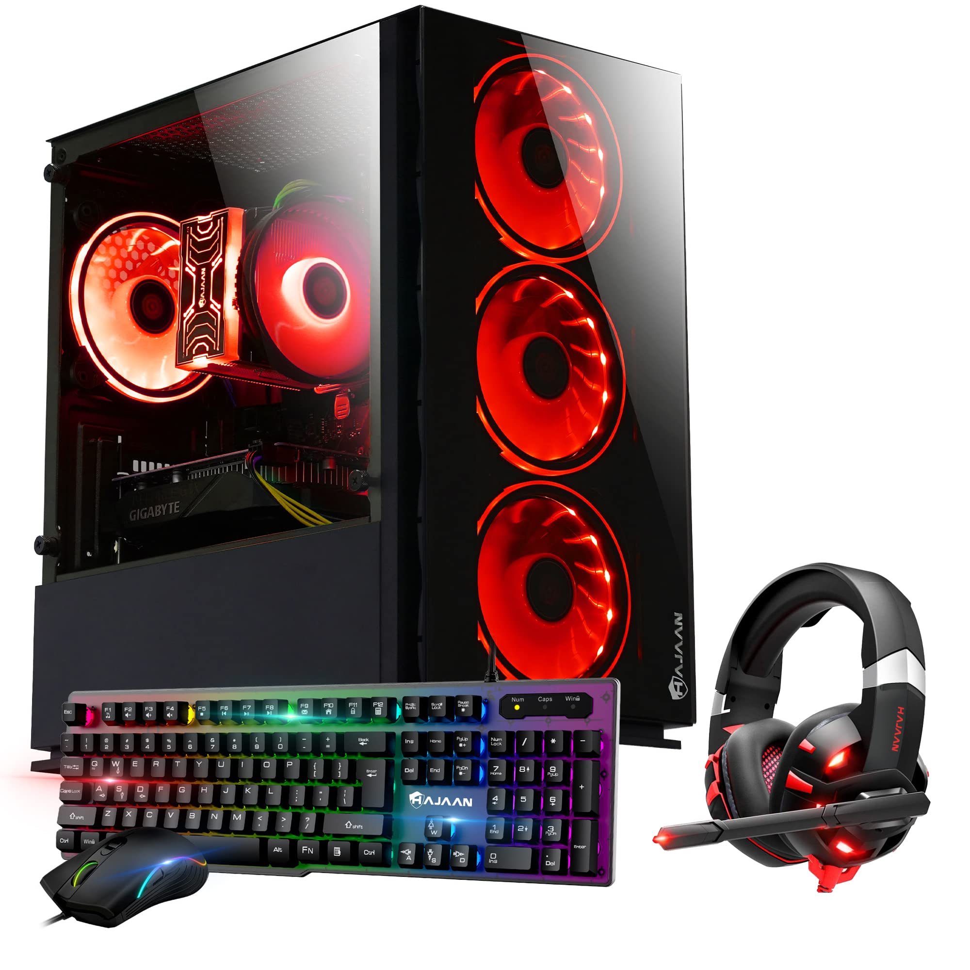 HAJAAN Breeze Gaming Desktop Tower PC - Intel Core i3-10100F Processor 3.6GHz, AMD RX 550 4GB, 16GB DDR4 RAM, 2TB SSD, WiFi Windows 11 Pro