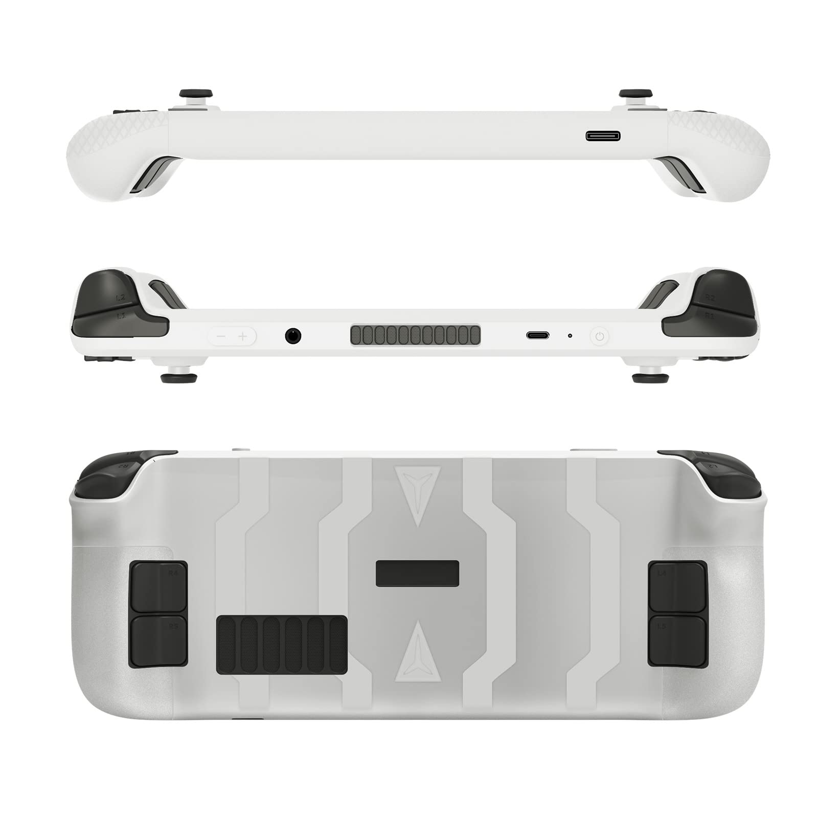 Game Console Silicone Portable Protective Cover with Thumb Grips and Stickers for Steam Deck Protective Case Shell (Grey)