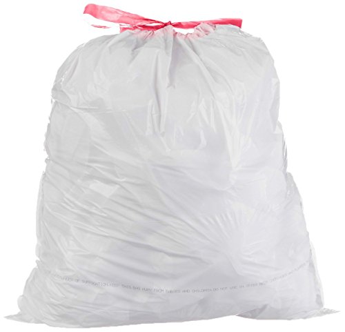 Wuyue Hua 13GAL Drawstring Bin Liner Refuse Sacks Waste Garbage Rubbish Bags White 49.2L 61X71.1CM 18counts
