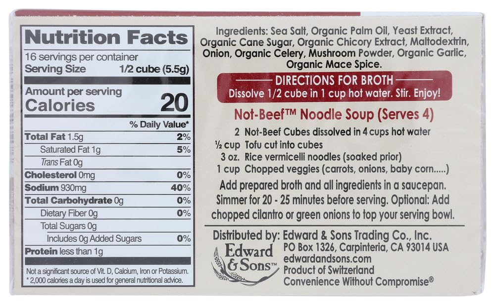 Edward & Sons Bouillon Cubes Not-Beef -- 3.1 oz - 2 pc