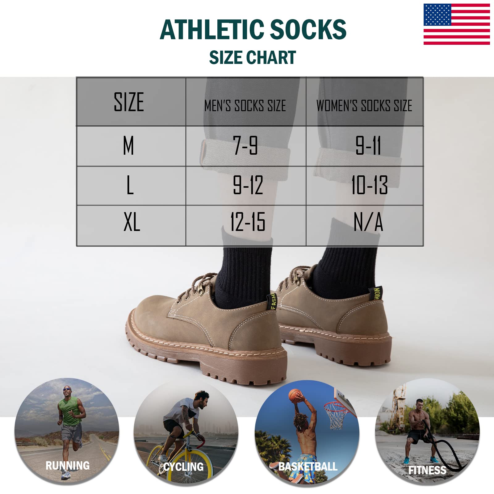 FLSHMCEN Men's Athletic Ankle Socks 8-Pairs Cotton Cushioned Quarter Socks for Men Moisture Wicking Socks Size 7-9/9-12/12-15