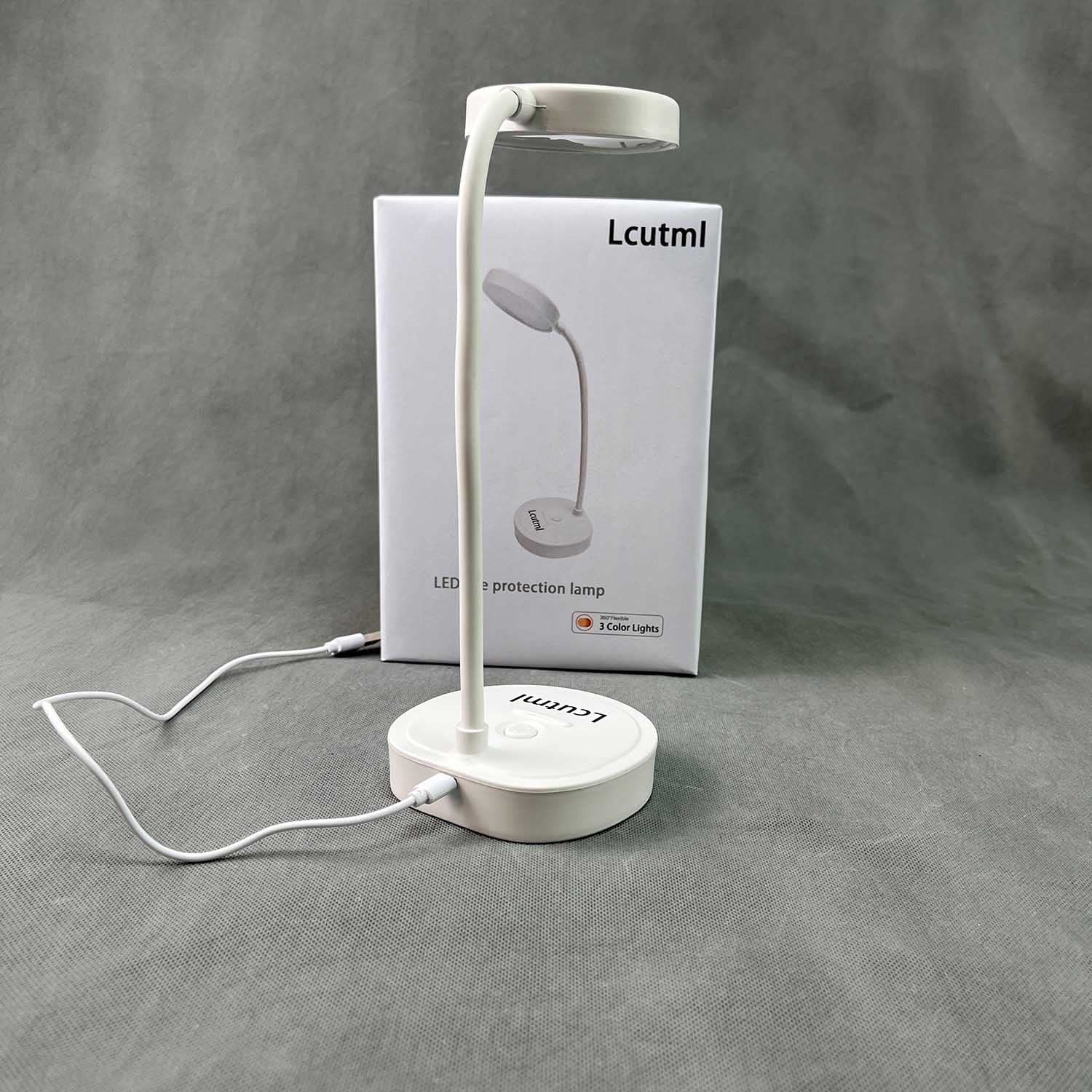 Lcutml lamps, Reading Dimmable Desk Light for Kids College Dorm, 10 Levels Brightness Table Lamp with Adapter, Eye-Caring Flexible Gooseneck
