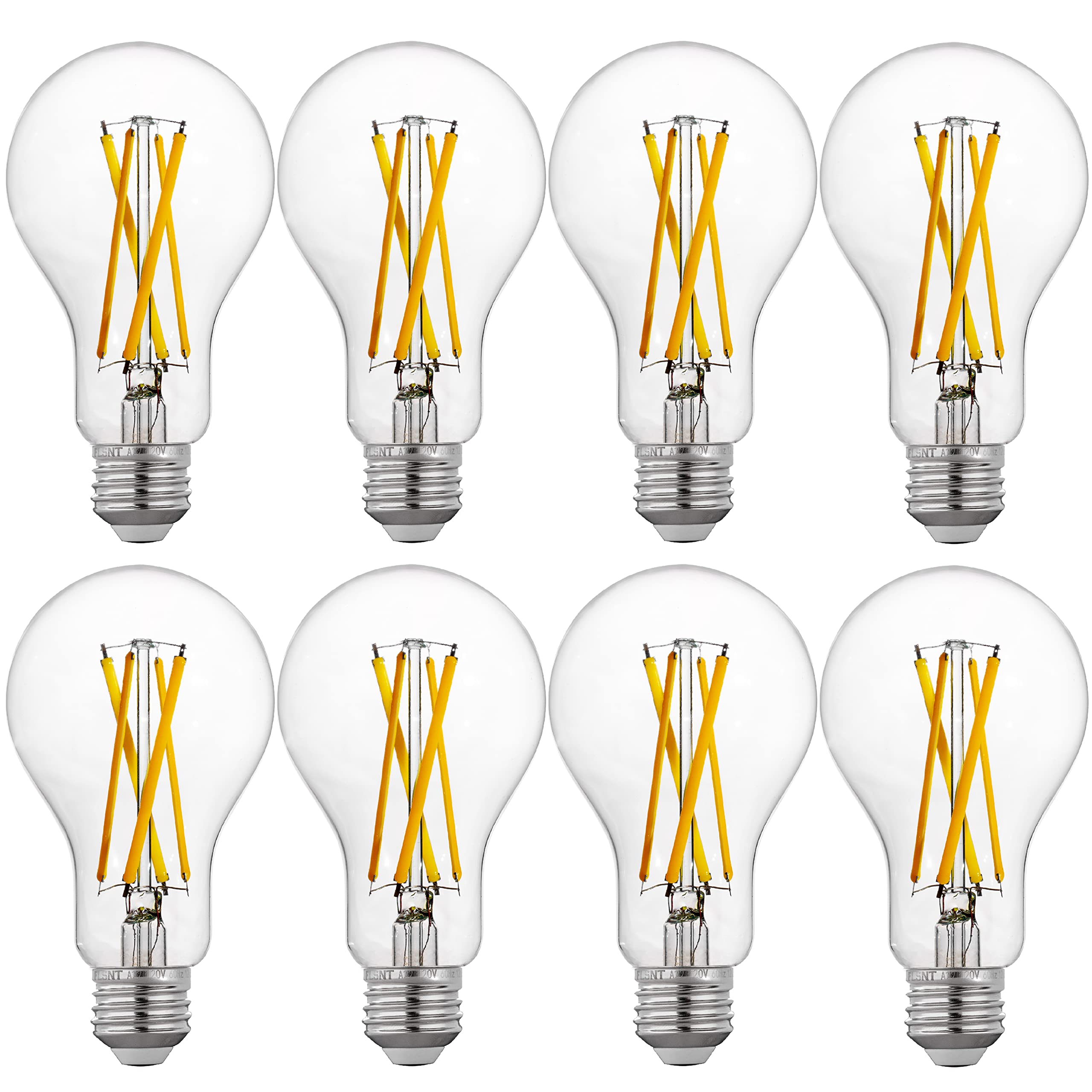 FLSNT 60W Equivalent A19 LED Edison Light Bulbs, 2700K Soft White, E26 Base, Non-Dimmable, 8 Pack