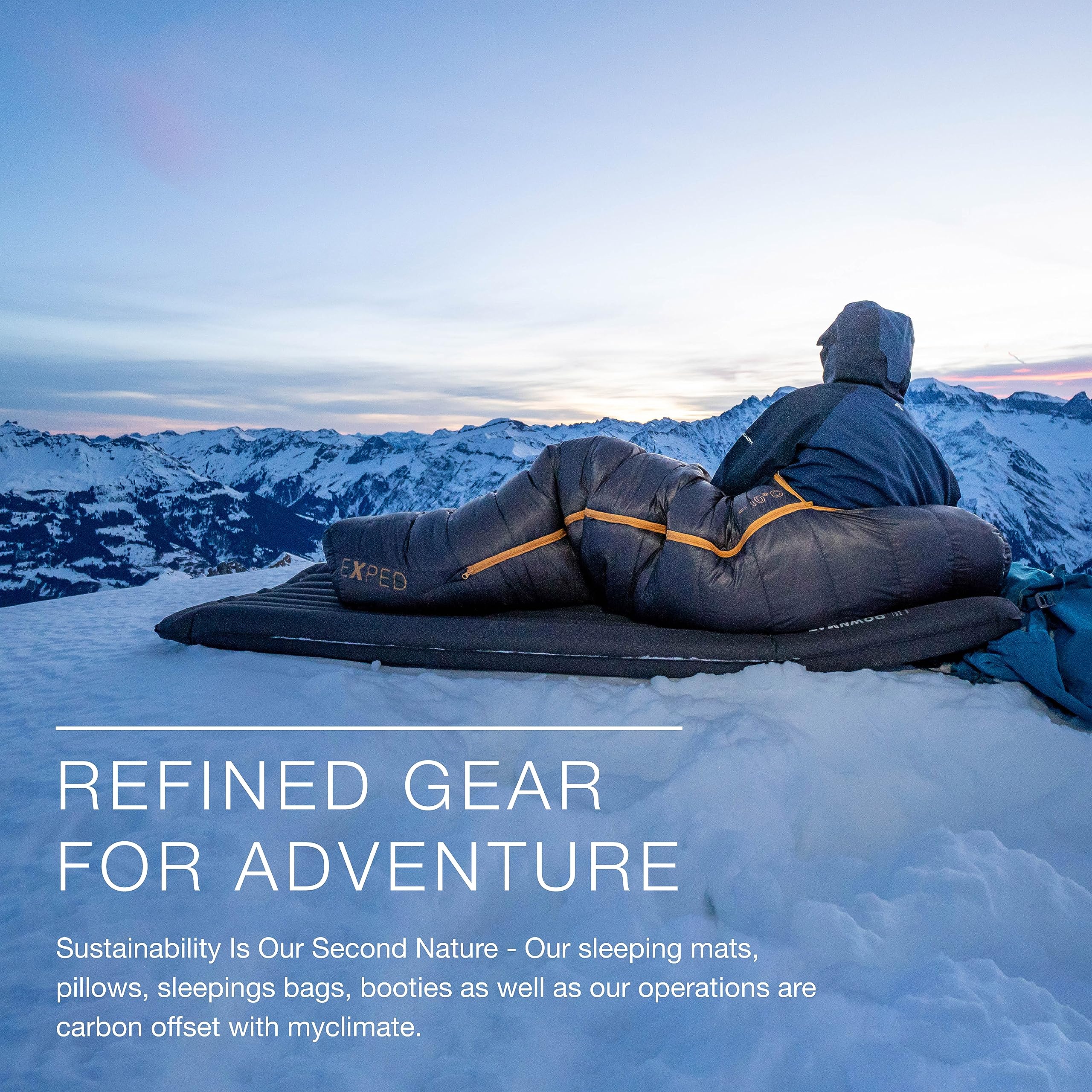 Exped MegaSleep Duo 25F | Versatile and Reversible Sleeping Bag | Spring and Summer Sleeping Bag | Lightweight Anti-Snap Sleeping Bag, Blue/Grey, Long
