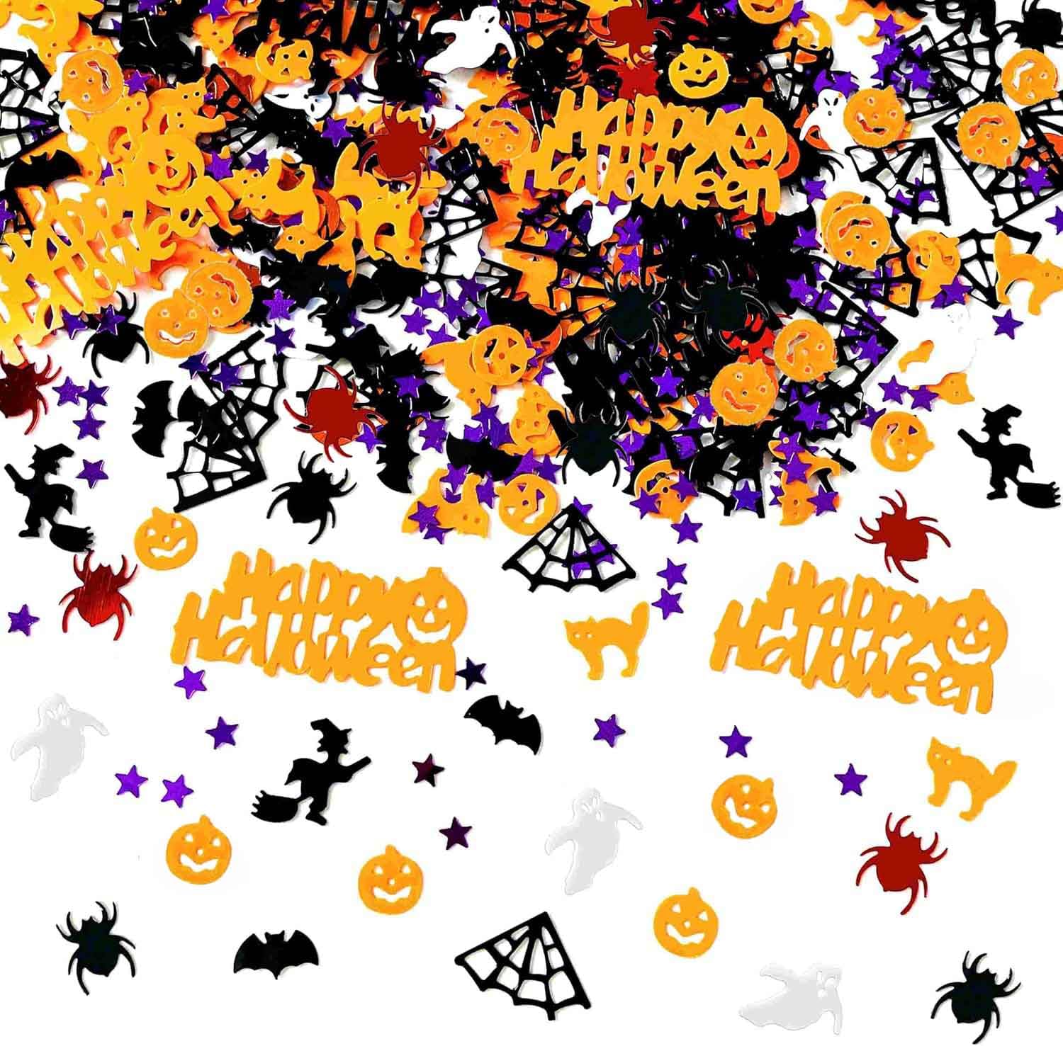 Halloween Confetti Halloween Spider Pumpkin Ghost Bats Witch Shape Table Scatters Confetti for Halloween Decorations Halloween Ghost Pumpkin Confetti Party Sets