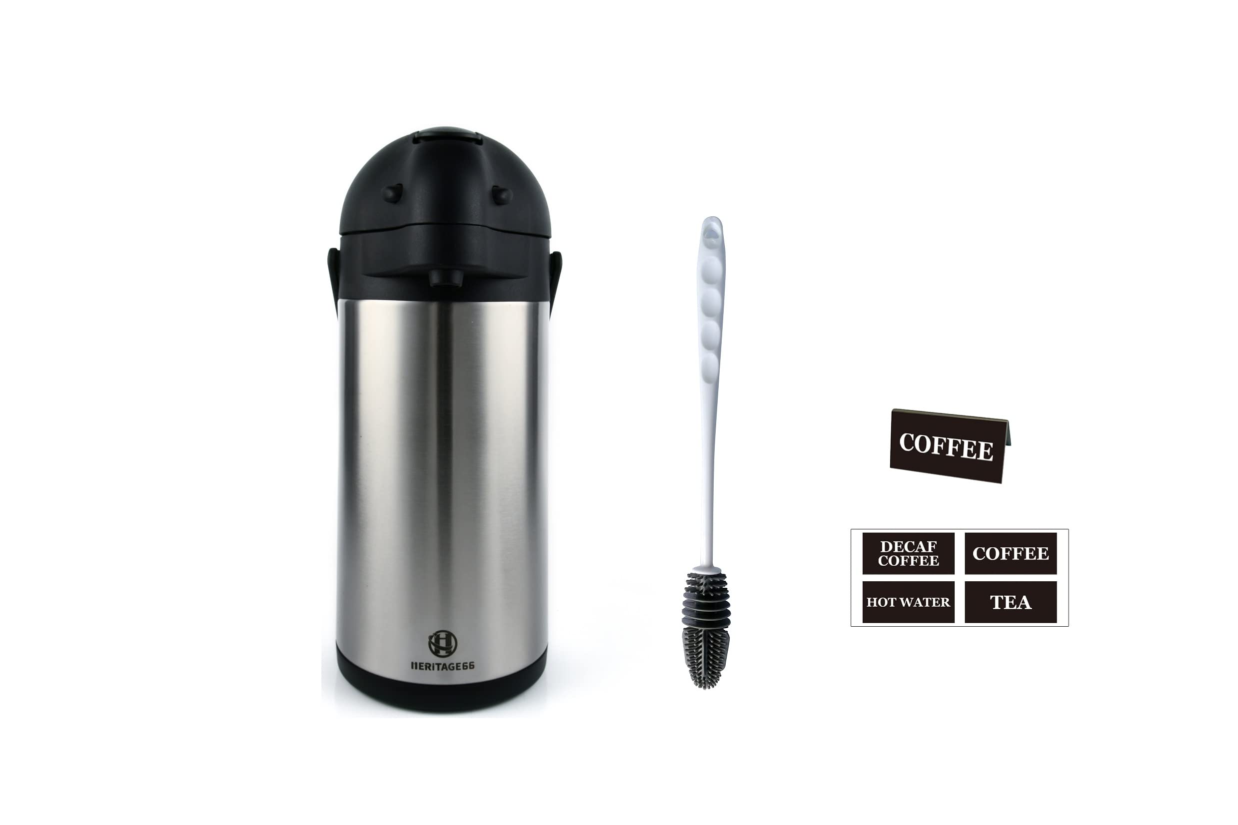 Heritage66 Stainless Steel Thermal Coffee Carafe Airpot-Large Beverage Dispenser Triple Wall Thermos Vacuum insulated Keeping Hot Coffee for 10 hours tea water coffee (5Liter /170 OZ)
