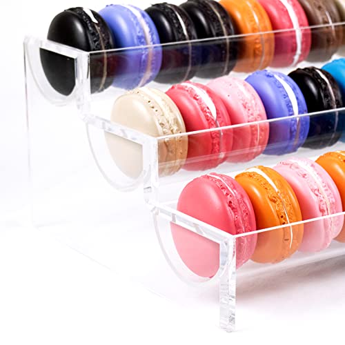 KVMORZE 8.7" Clear Cracker Serving Tray, Transparent Macaron Display Tray, Rectangular Cracker Holder for Serving Trays, Food Display Cracker Serving Tray Stand for Home (U Shape 3-Tier Acrylic)