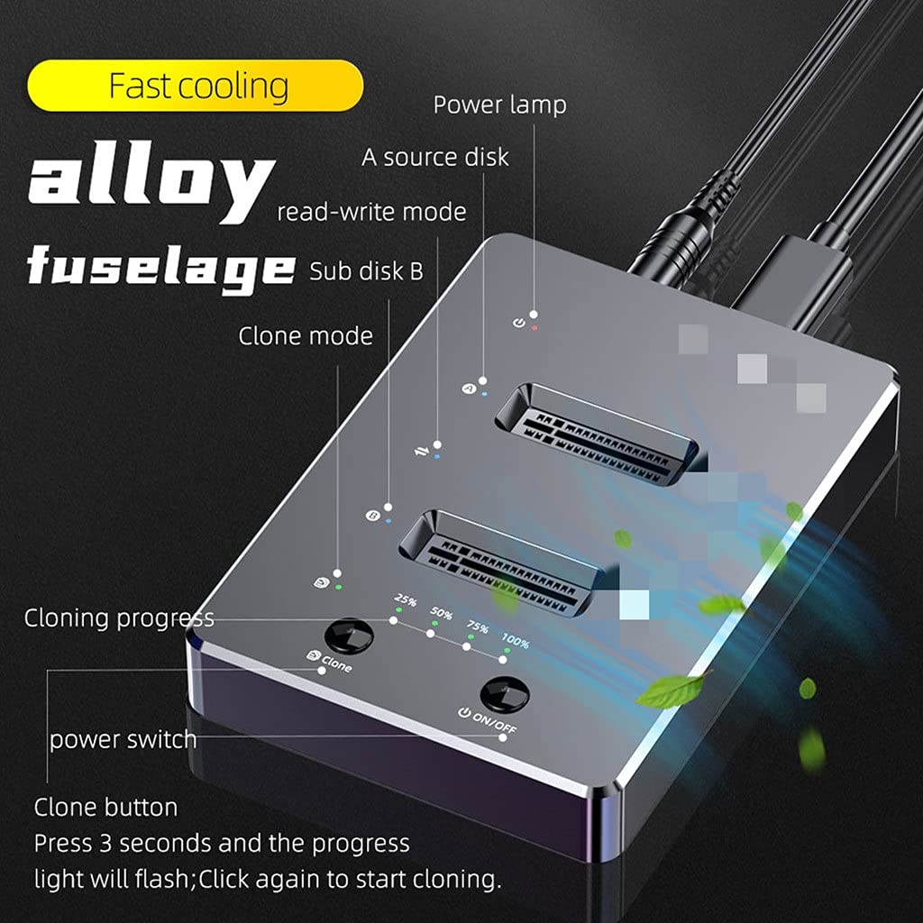LHLLHL Type C to USB 3.0 M.2 SATA NGFF SSD Hard Disk Drive Docking Station Dual Bay External Offline Clone Adapter