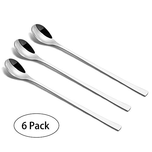 IMEEA Iced Tea Spoons Long Handled 18/10 Stainless Steel Stirring Spoon 9-Inch Bar Spoon Cocktail Mixing Spoon, Set of 6