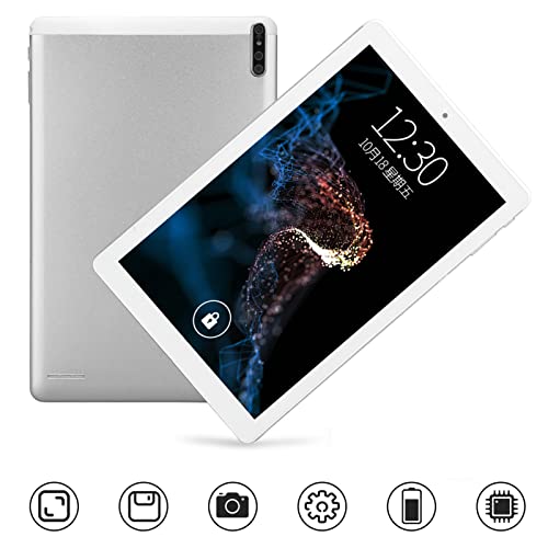 lonuo HD Tablet 13MP Camera 100-240V Silver Tablet Octa Core 2.5GHz CPU 6GB RAM 128GB ROM for School (US Plug)