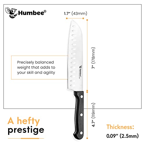 Humbee, 7.5-Inch Santoku Knife Stainless Steel Ultra Sharp Japanese Chef Knife Comfortable Grip Kitchen Knife