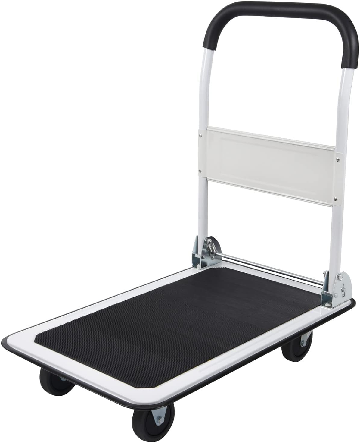 LEADALLWAY Foldable Push Cart Platform Cart 330lbs Capacity Yellow and White