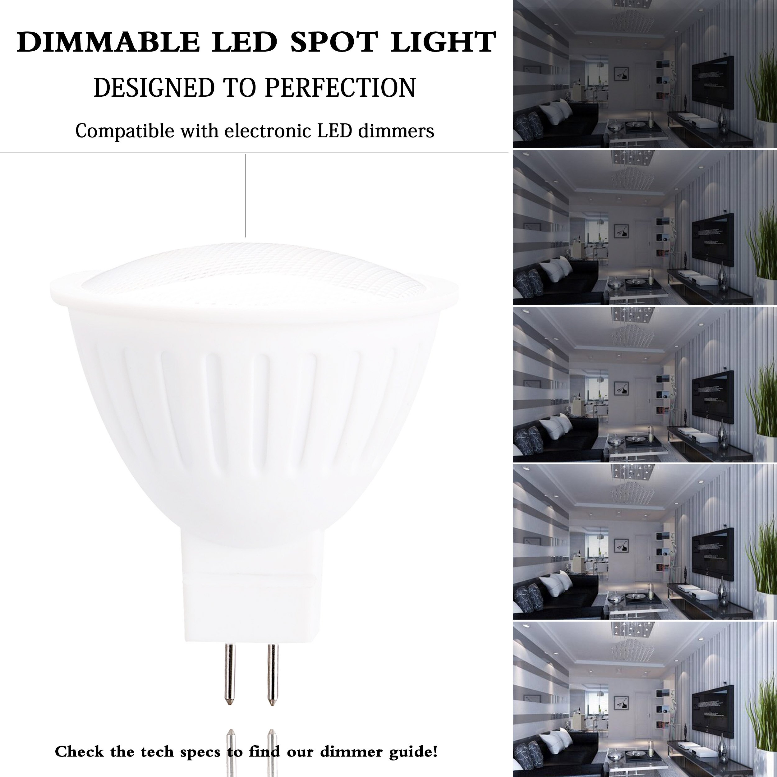 Small Frog 120V MR16 Led Bulbs 5W Replace 40W -50W Halogen Bulb,3000K Soft Warm White,120 Voltage MR16 GU5.3 Bulb Spotlights for Landscape Flood Track Lighting,Dimmable,Pack of 6