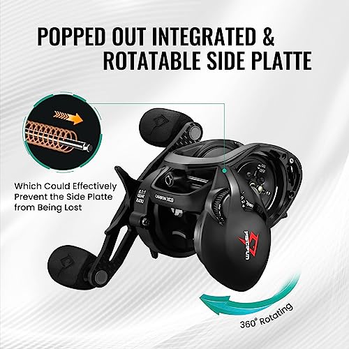 Piscifun Carbon XCS Baitcaster Reel, 5.5 oz Baitcasting Fishing Reel, 8.1:1 Gear Ratio & Dual Brake System Carbon Frame Smooth Casting Reel, Carbon Black Right Handed