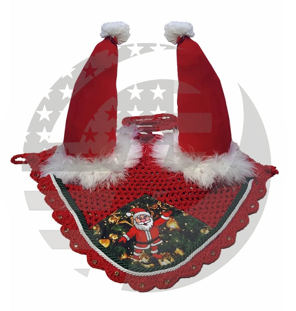 Santa Claus Horse Ear Bonnet/Net/Hat/Hood/Mask Fly Veil in 2 Styles (Full, Sublimated Santa)