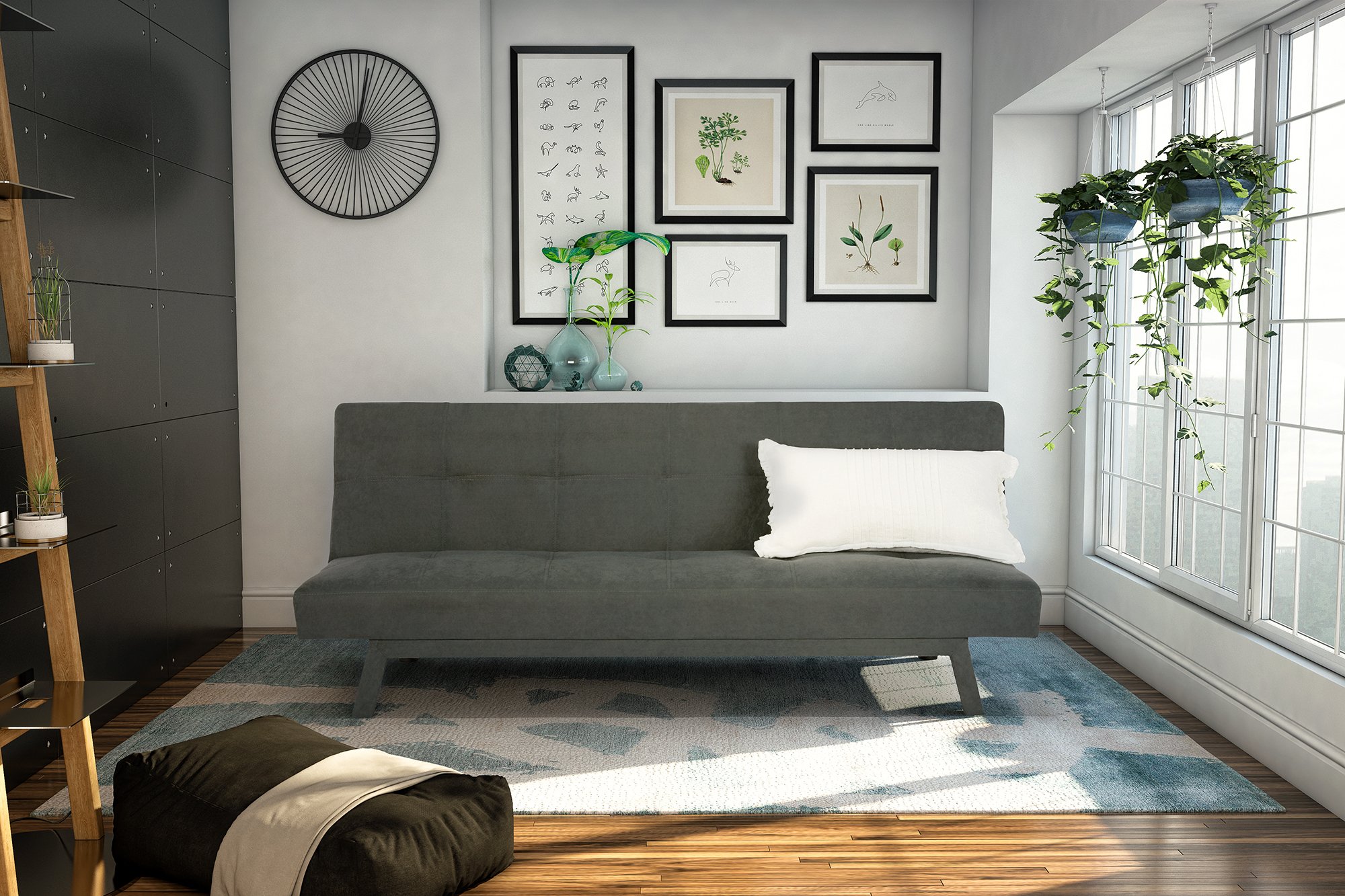 DHP Austin Futon, Grey Microfiber, Gray